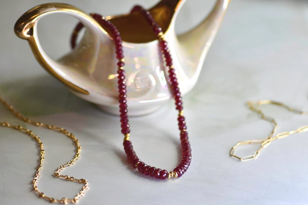Stunning Natural Ruby Bead Necklace - The Jewelbox