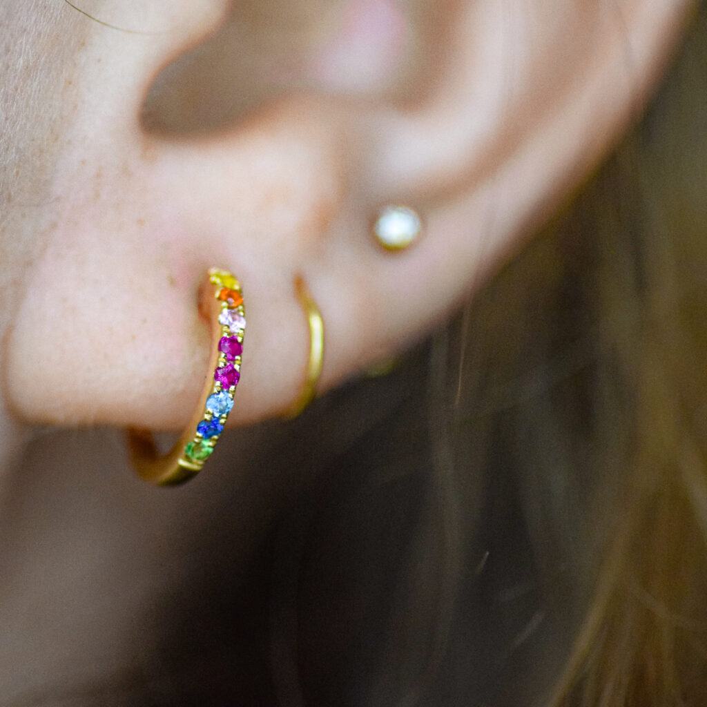 Rainbow Sapphire Hoops - The Jewelbox